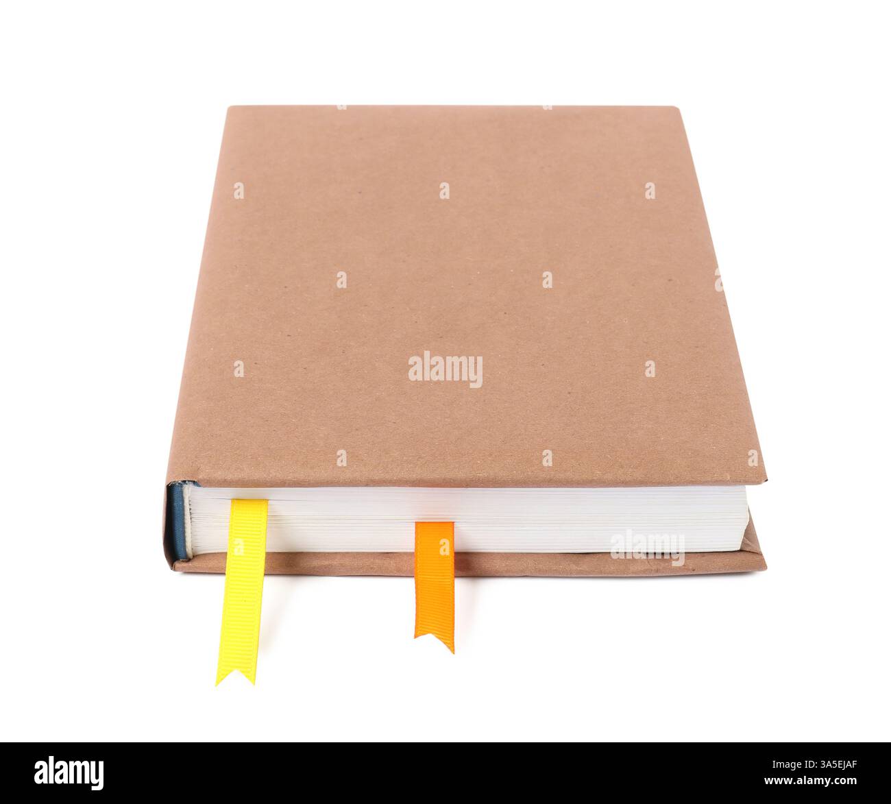 Book with ribbon bookmarks isolated on white Stock Photo - Alamy