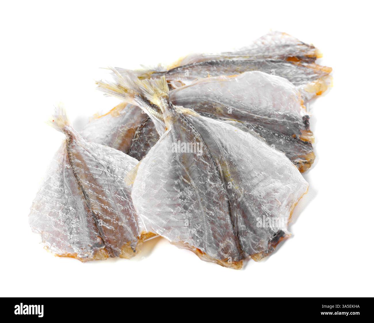 Dried cod fish fillets isolated on white Stock Photo - Alamy