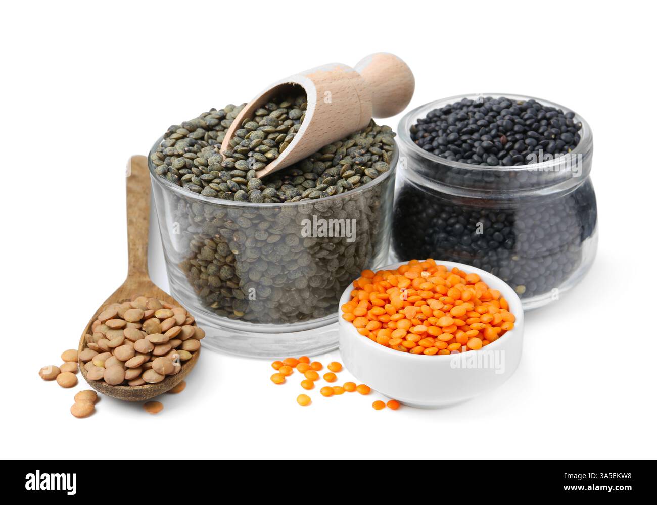 Different types of lentils isolated on white Stock Photo - Alamy