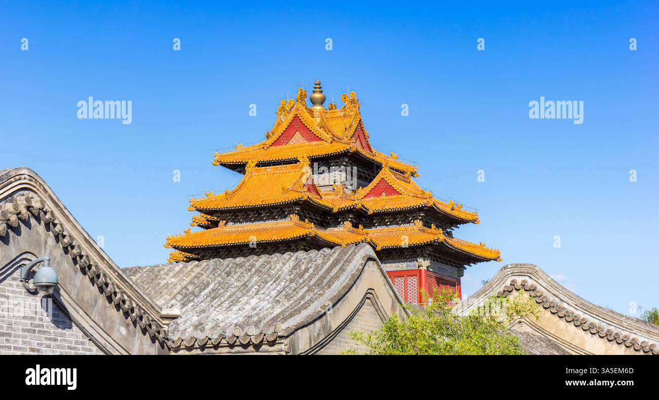 Rooftops of the historic buildings in the Forbidden City in Beijing ...