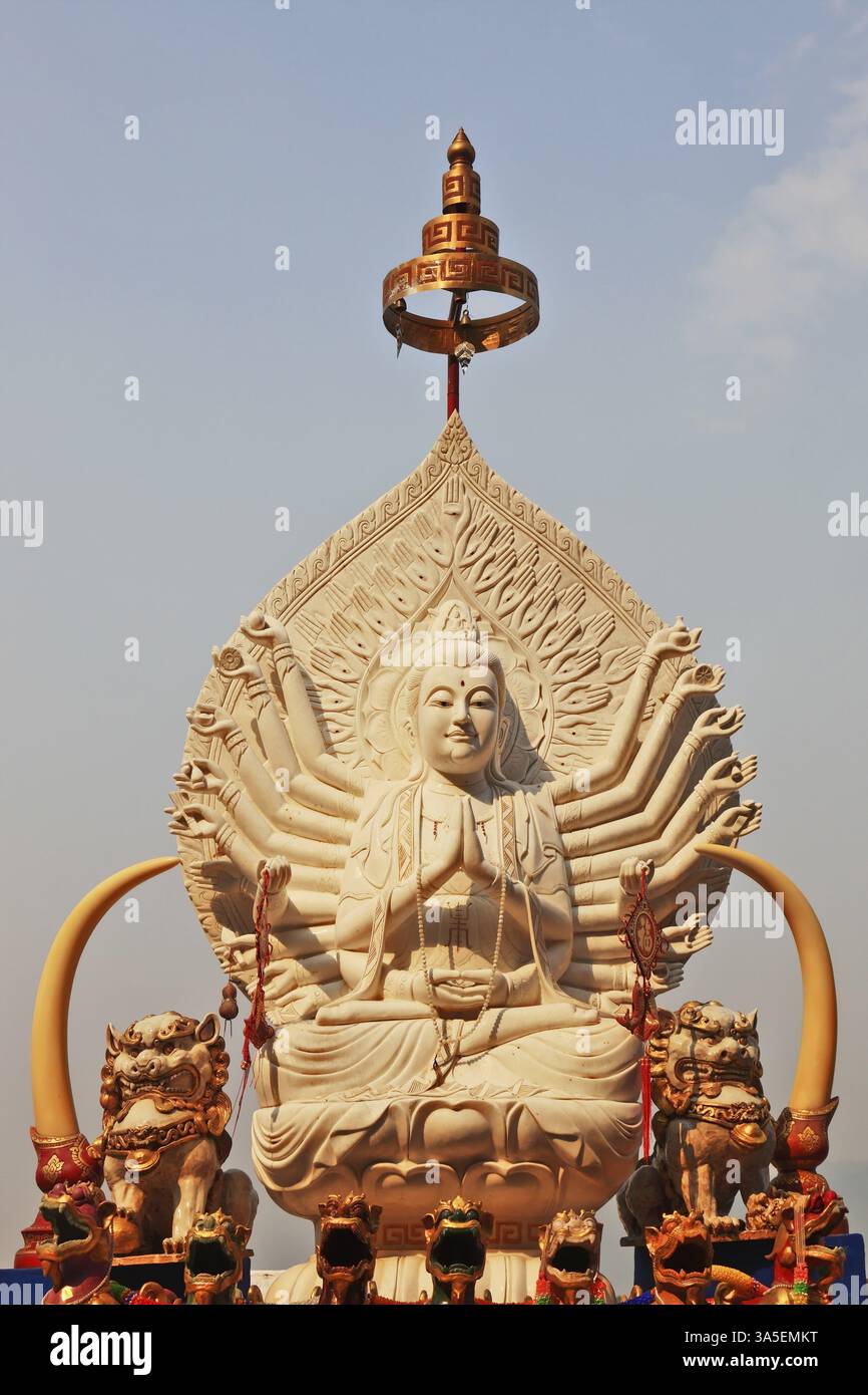 The famous Golden Triangle. Buddha statue shining in the sun. Place on ...