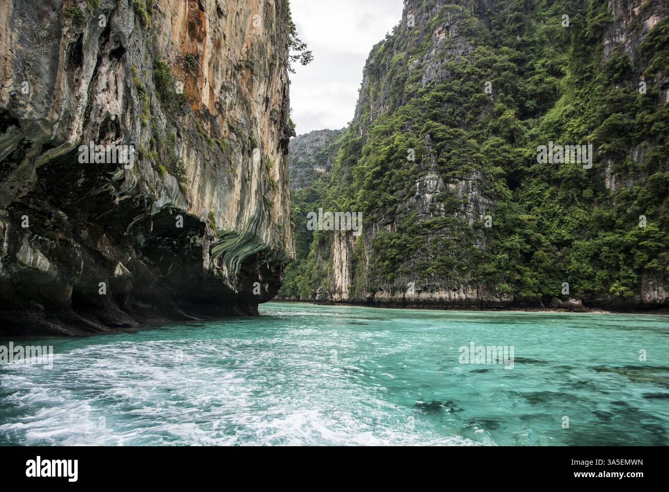 Beautiful lagoon landscape rounded with mountains in Phuket island ...