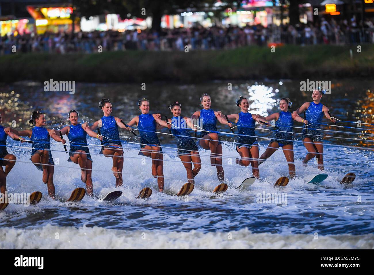 Melbourne, Australia. 08th Mar, 2025. Waterskiing group is seen ...