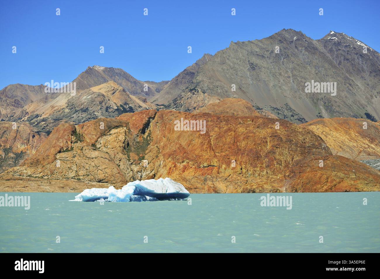 Unique lake Viedma in Argentine Patagonia. Excursion by boat on a cold ...