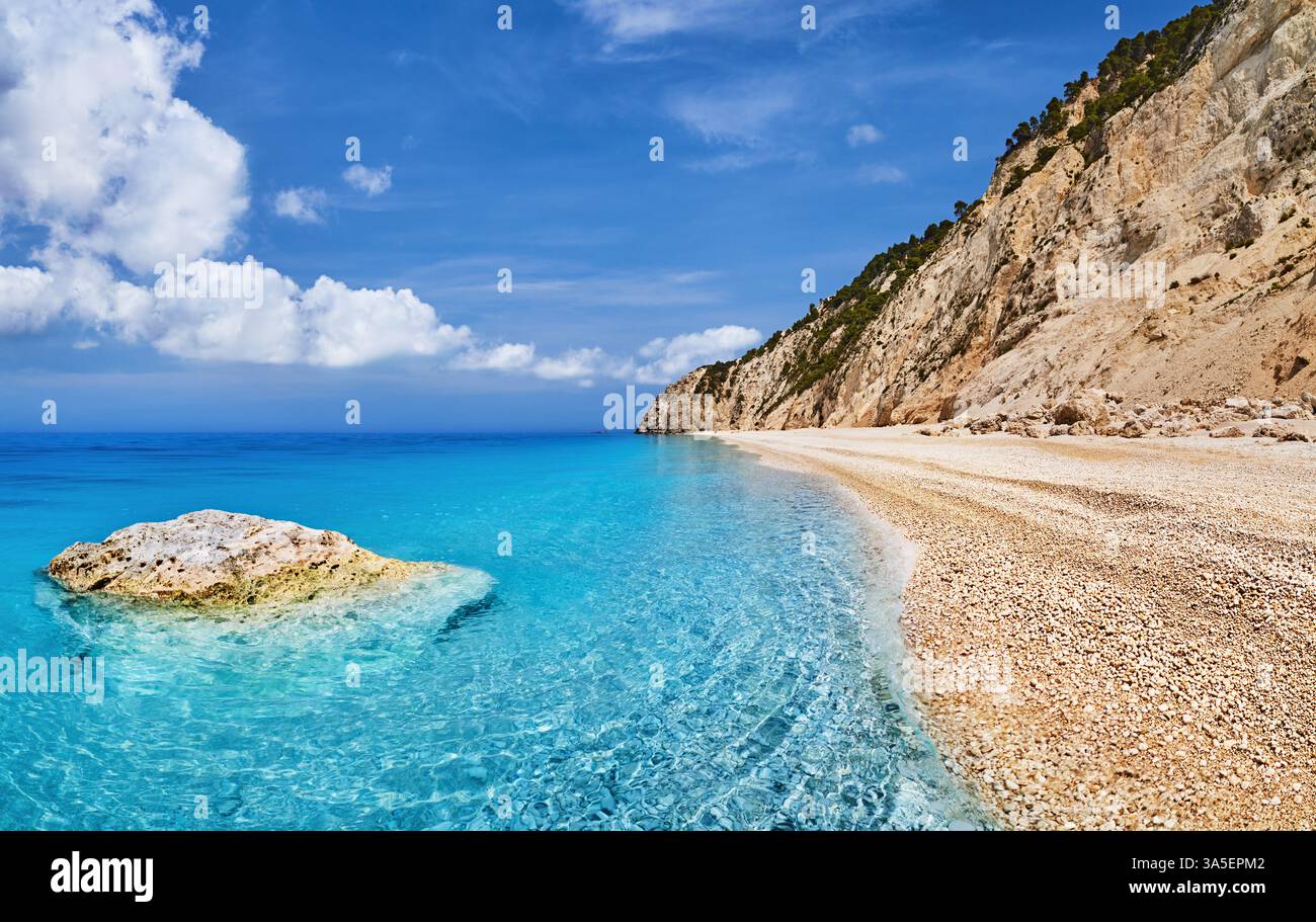 Egremni Beach one of the most beautiful beaches of Lefkada island on ...