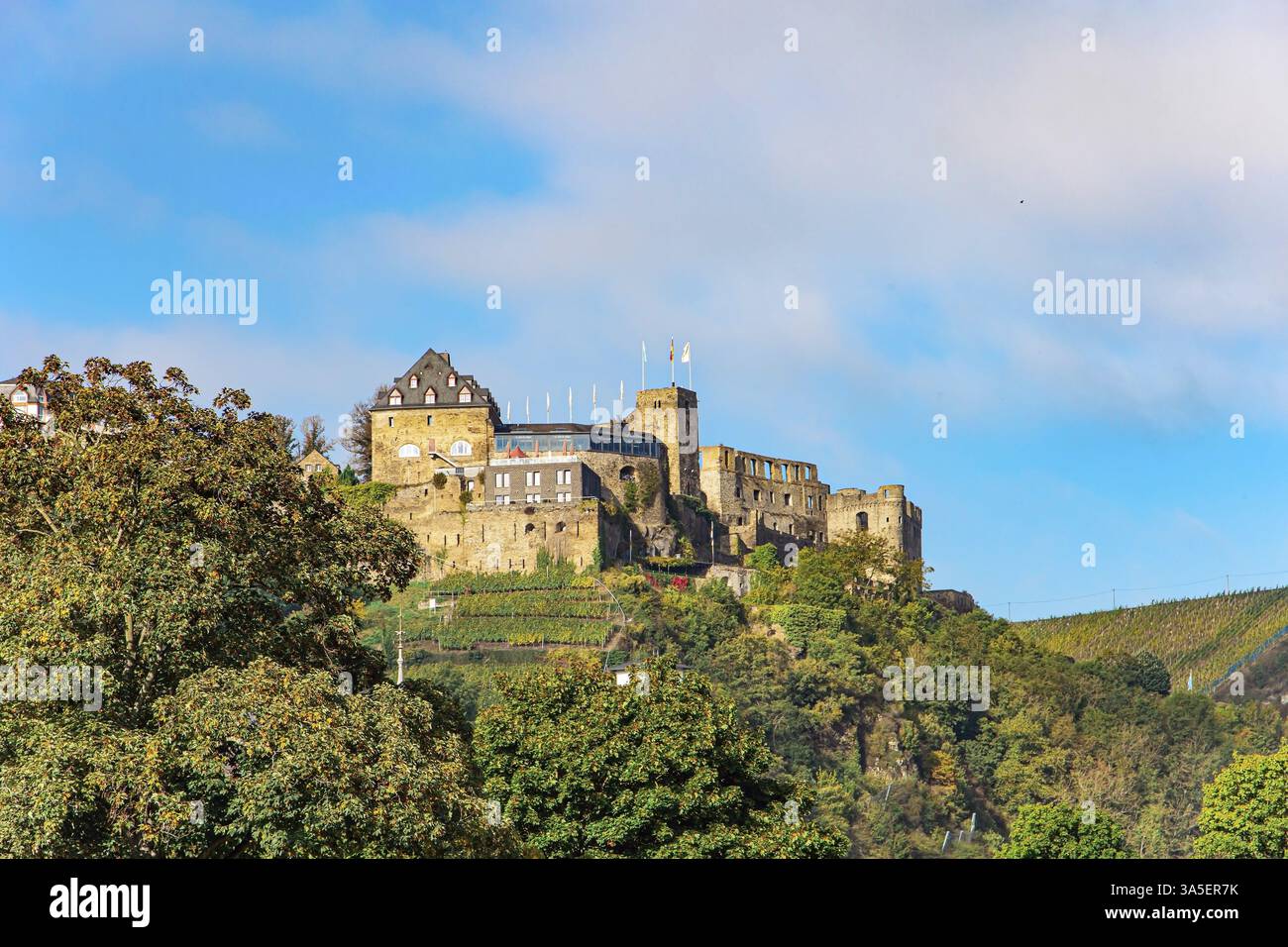 Medieval knight's castles and ruins. Warm autumn in Germany. Beautiful ...
