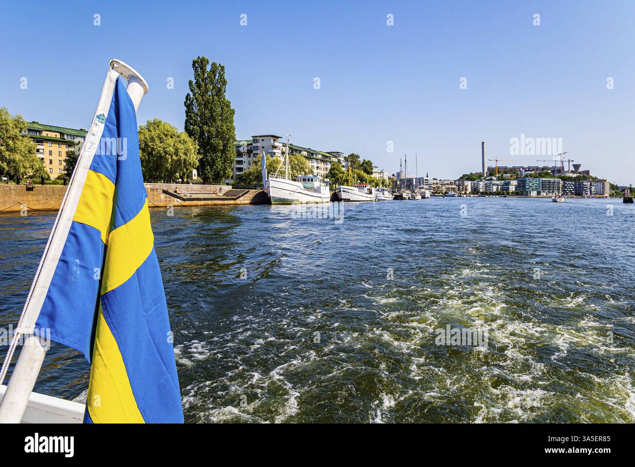 Sweden. Hot summer day in Stockholm. Boat trip along the historical ...