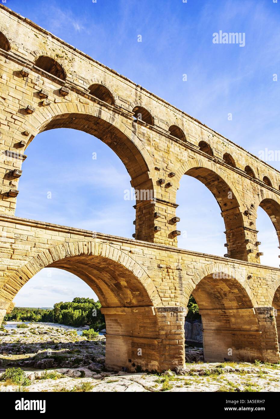 The Pont du Gard is the tallest Roman aqueduct. Thrown across the ...