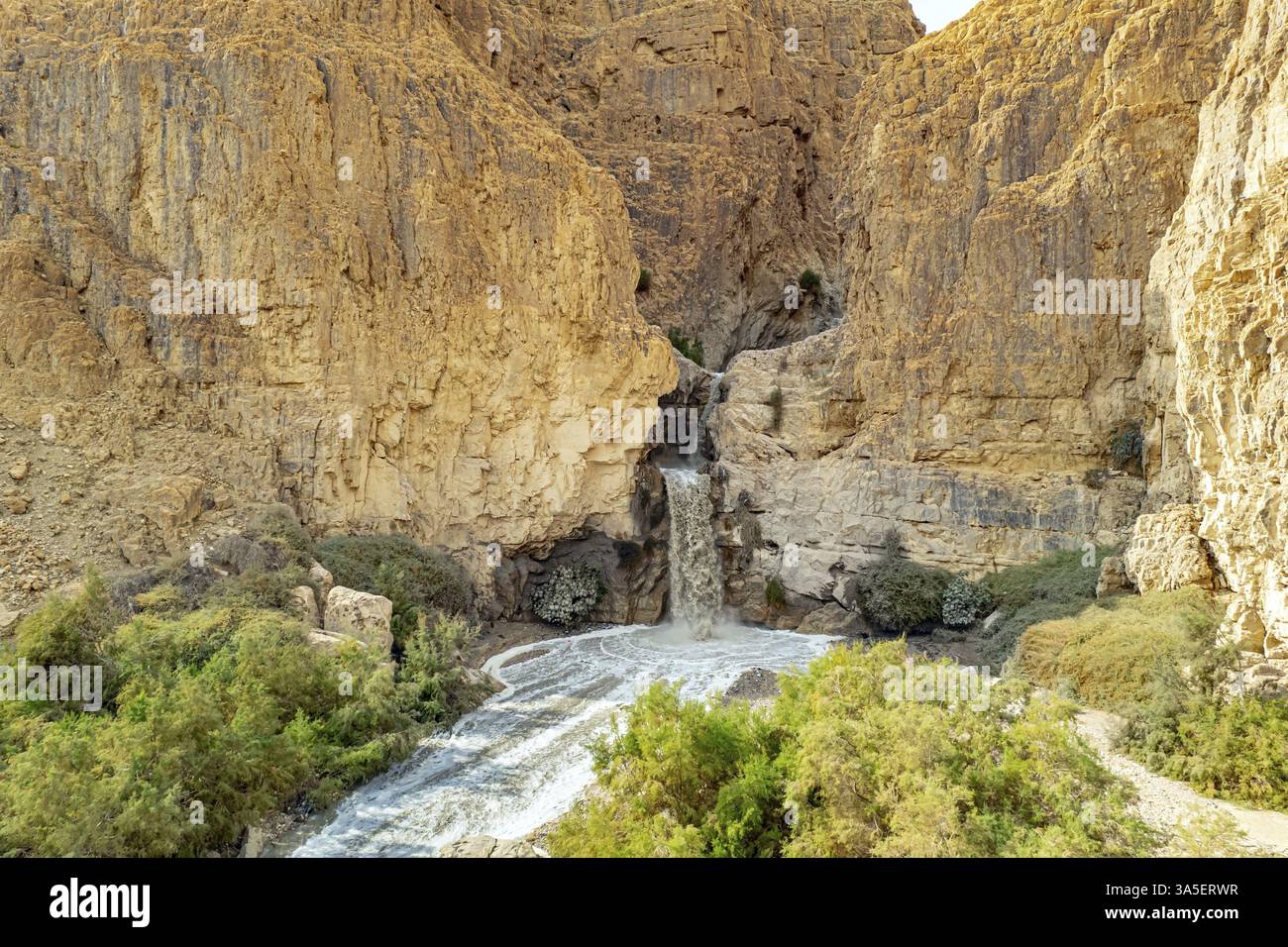 The famous biblical stream Kidron. Ancient mountains around the Dead ...
