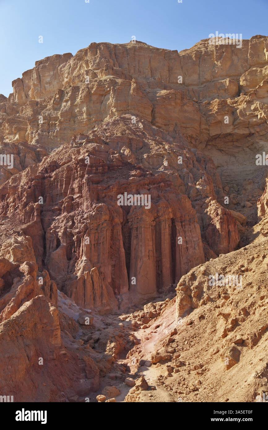 Ancient mountains of stone desert. Israel, mountains of Eilat, Columns ...
