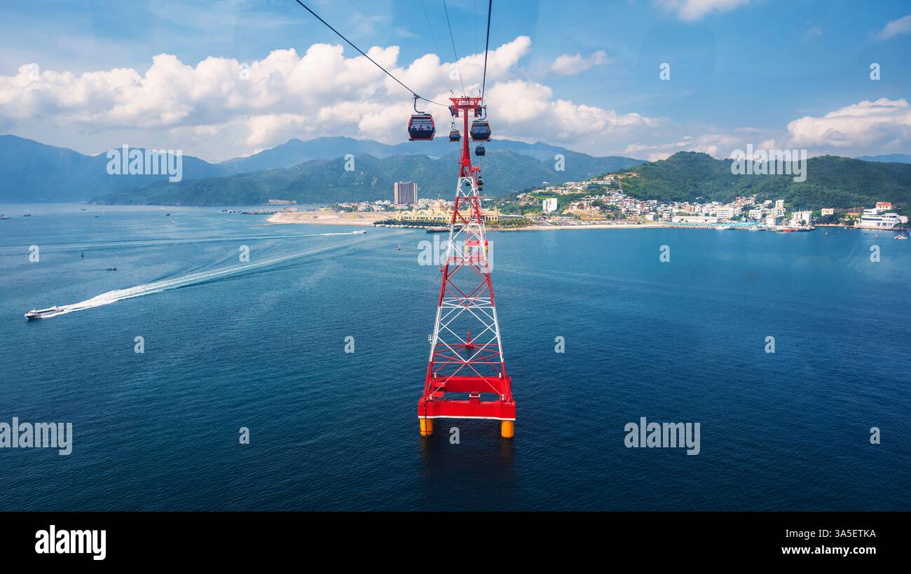 ropeway cable car cabins on cableway over the sea to VinWonders ...