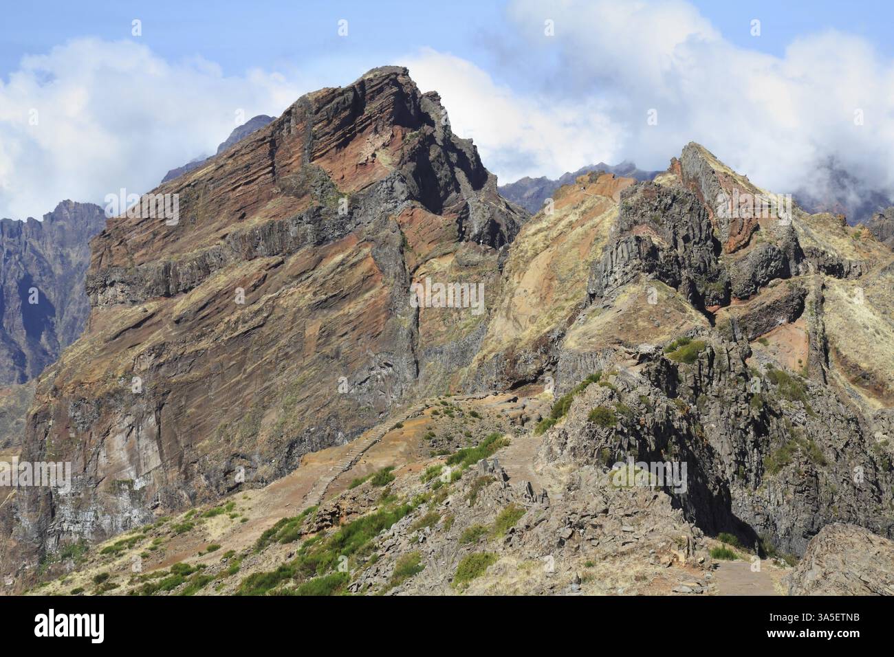 The highest peak of Madeira Island - Pico Ruyvu. A very strong wind at ...