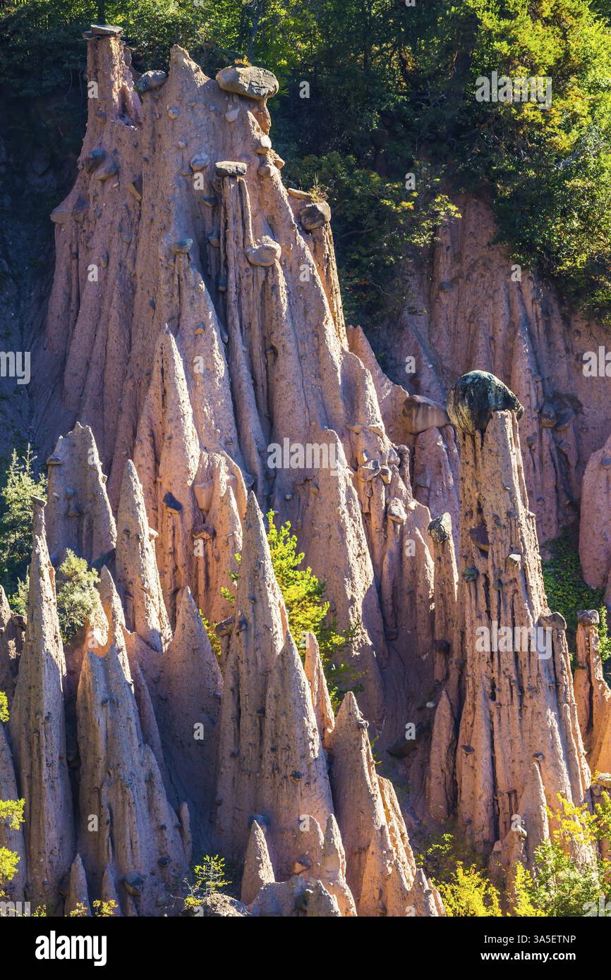 Magnificent Dolomites in Tyrol. Renon's earth pillars at sunrise ...
