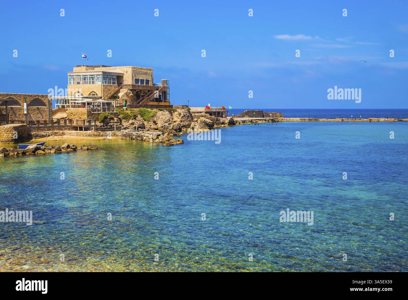 National park Caesarea on the Mediterranean. Israel. The restored ...