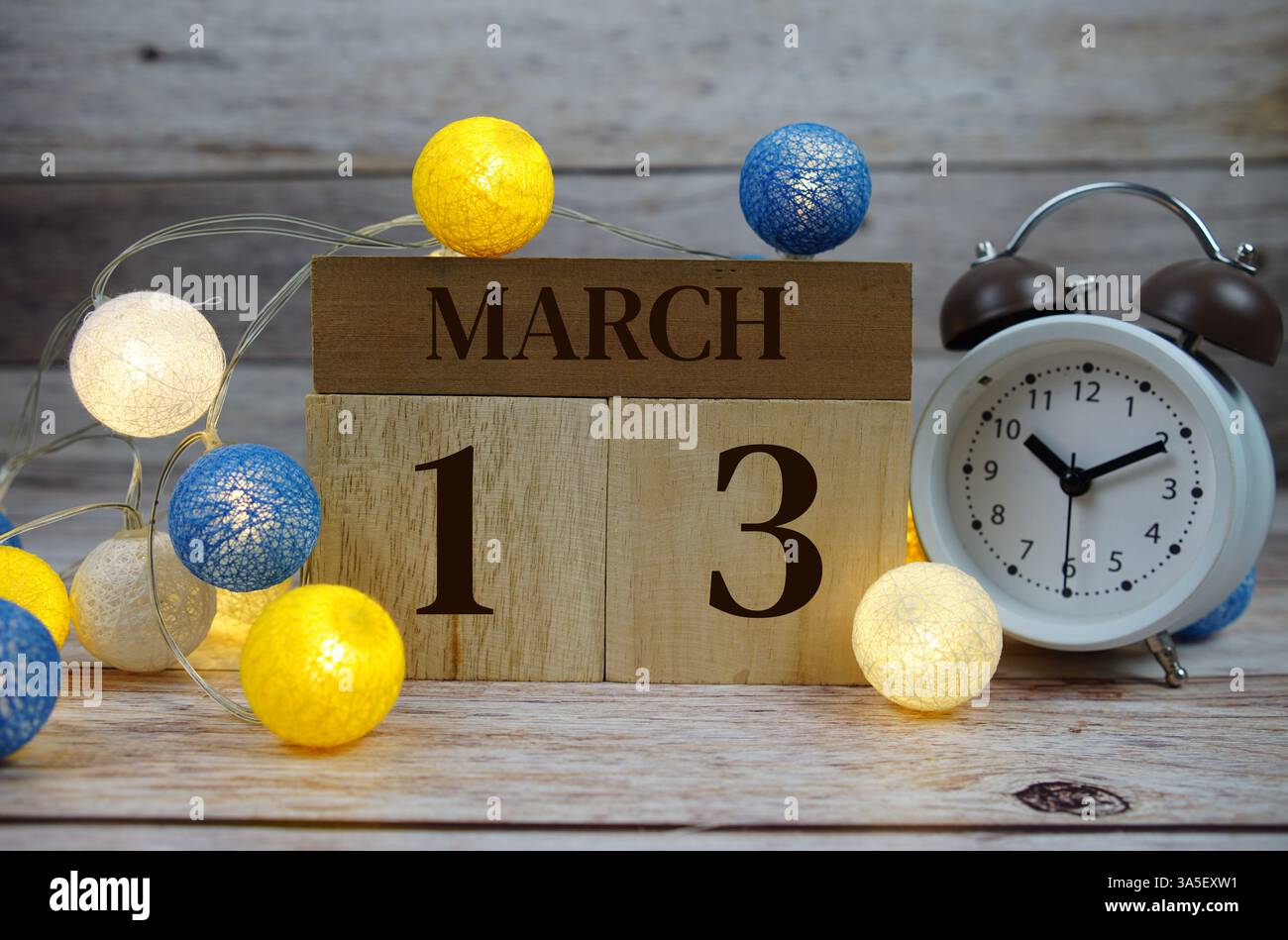 Wooden Calendar Showing the Date of March 13th. Day 13 of March month ...