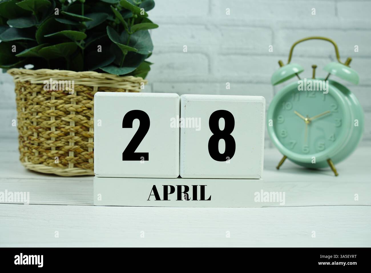 Wooden Calendar Showing the Date of April 28th. Day 28 of April month ...