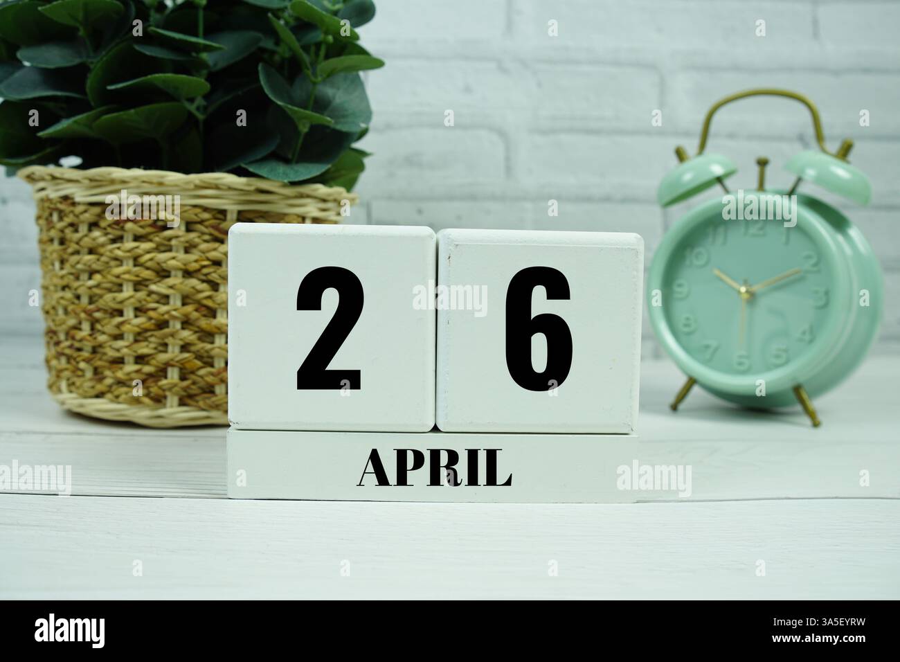 Wooden Calendar Showing the Date of April 26th. Day 26 of April month ...
