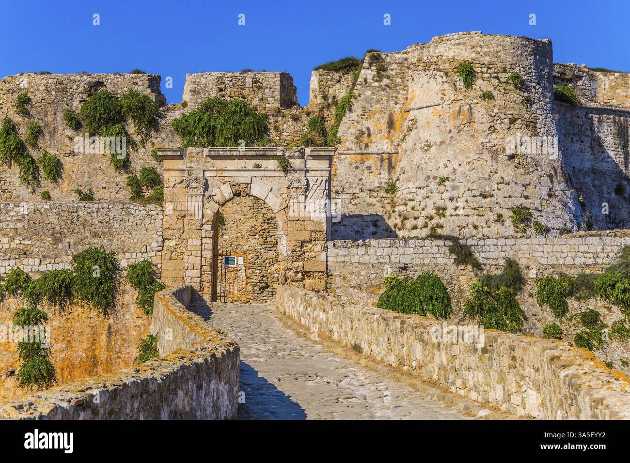 Venetian fort castle Methoni on the Greek Peninsula Peloponnese. The ...