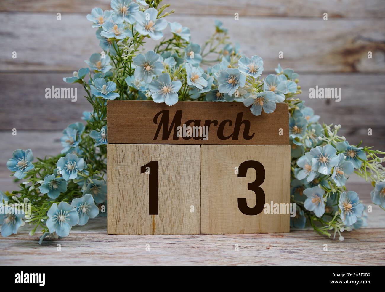 Wooden Calendar Showing the Date of March 13th. Day 13 of March month ...