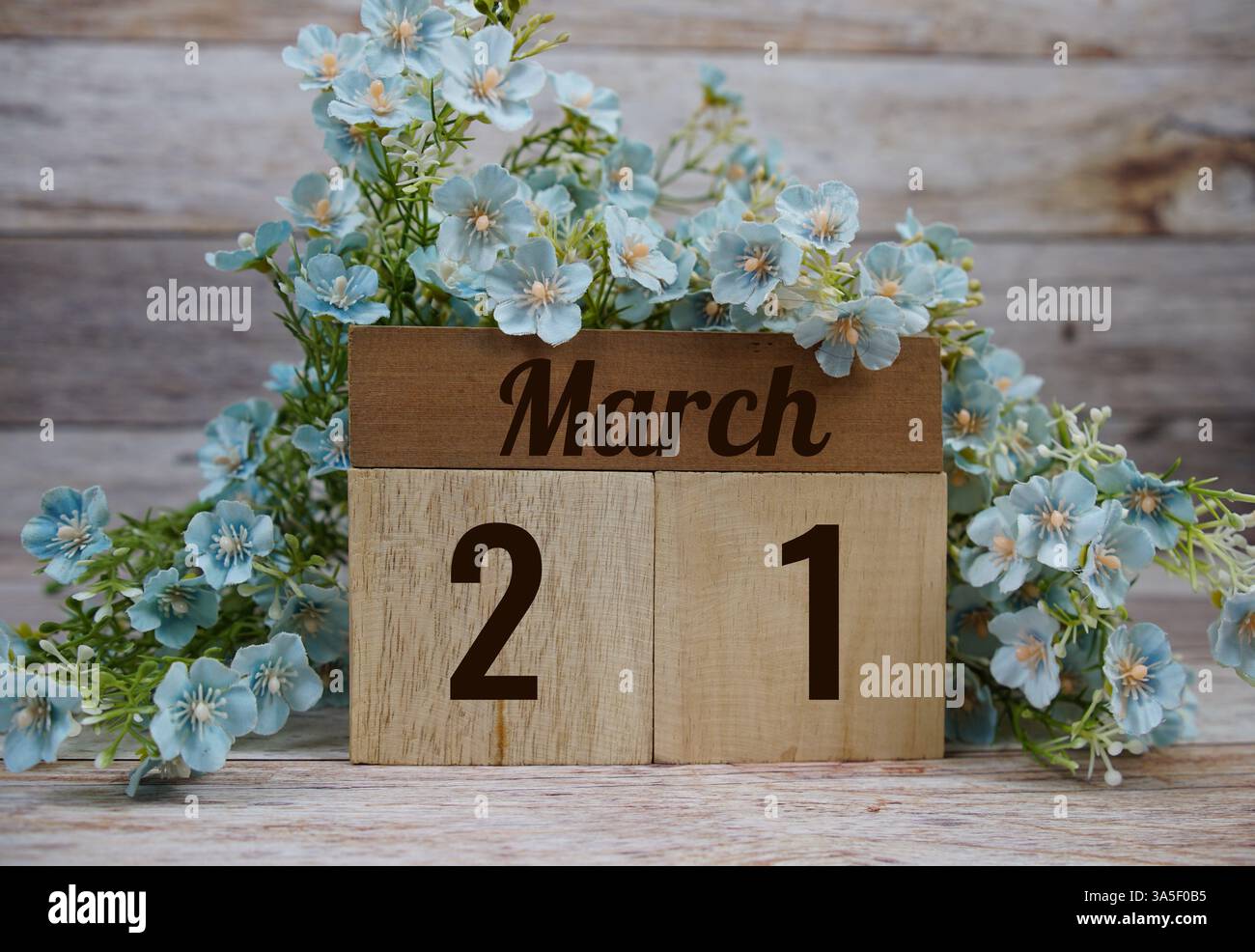 Wooden Calendar Showing the Date of March 21th. Day 21 of March month ...