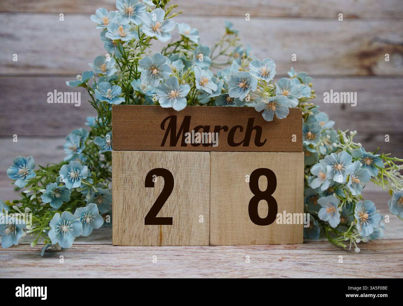 Wooden Calendar Showing the Date of March 28th. Day 28 of March month ...