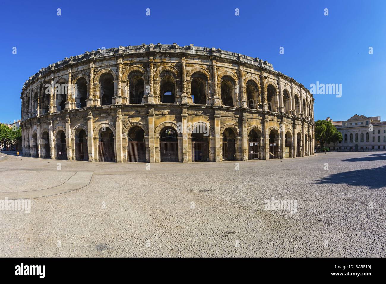 Roman amphitheater in Nimes, Provence. Magnificent huge arena perfectly ...