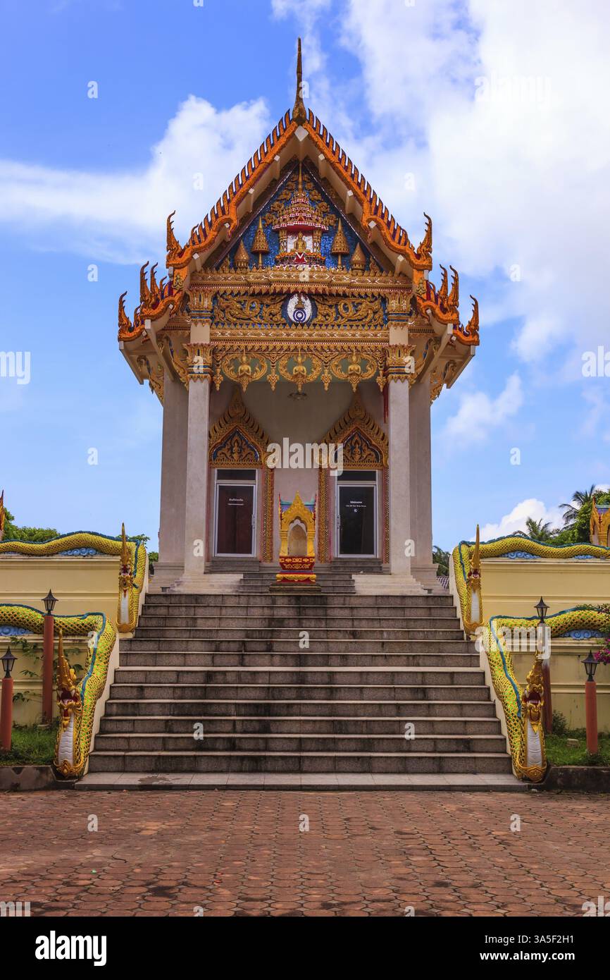 Beautifully decorated Buddhist temple in Thailand. The temple is stone ...