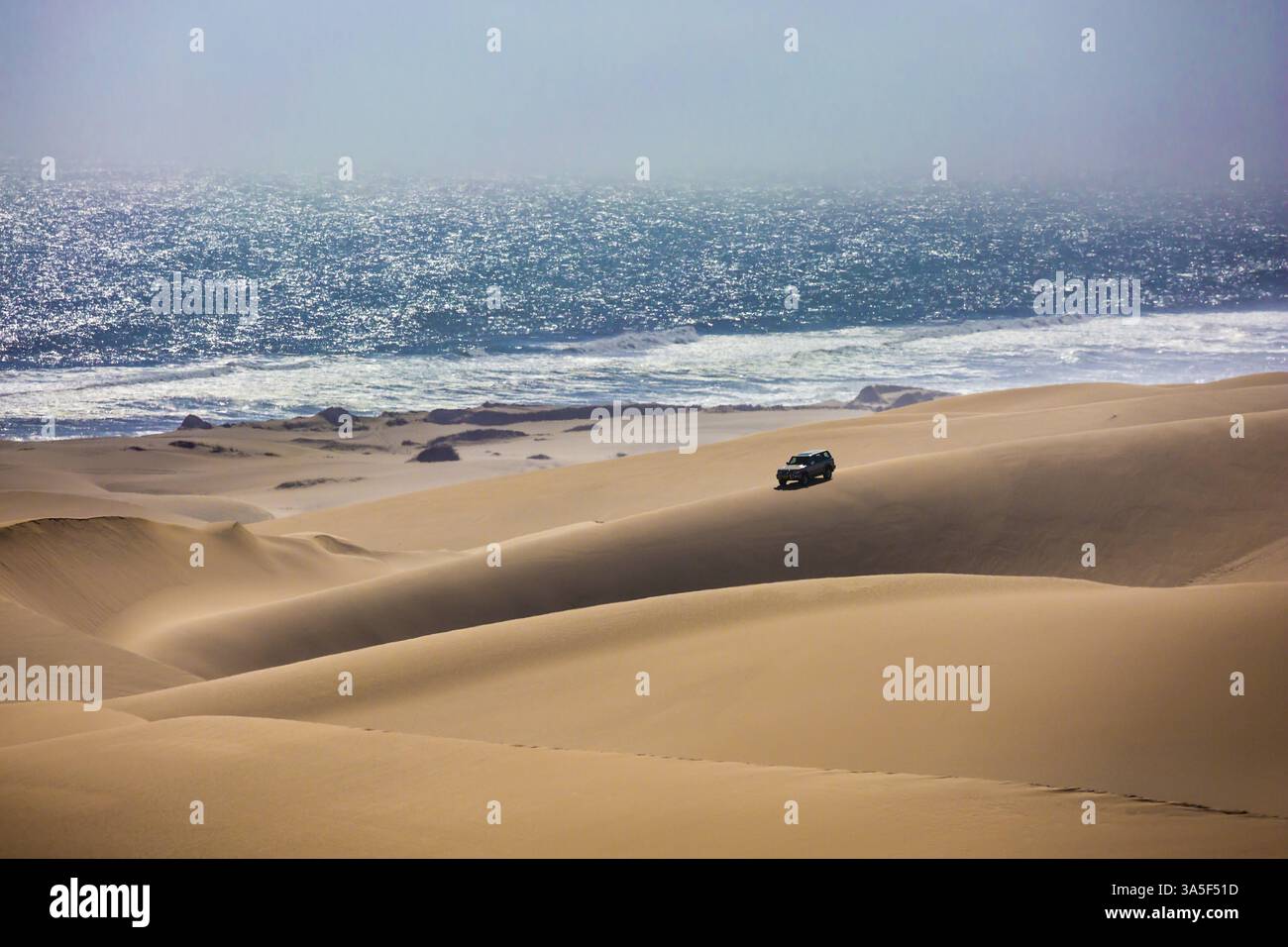 Atlantic coast of Namibia, south of Africa. Dangerous jeep - safari ...