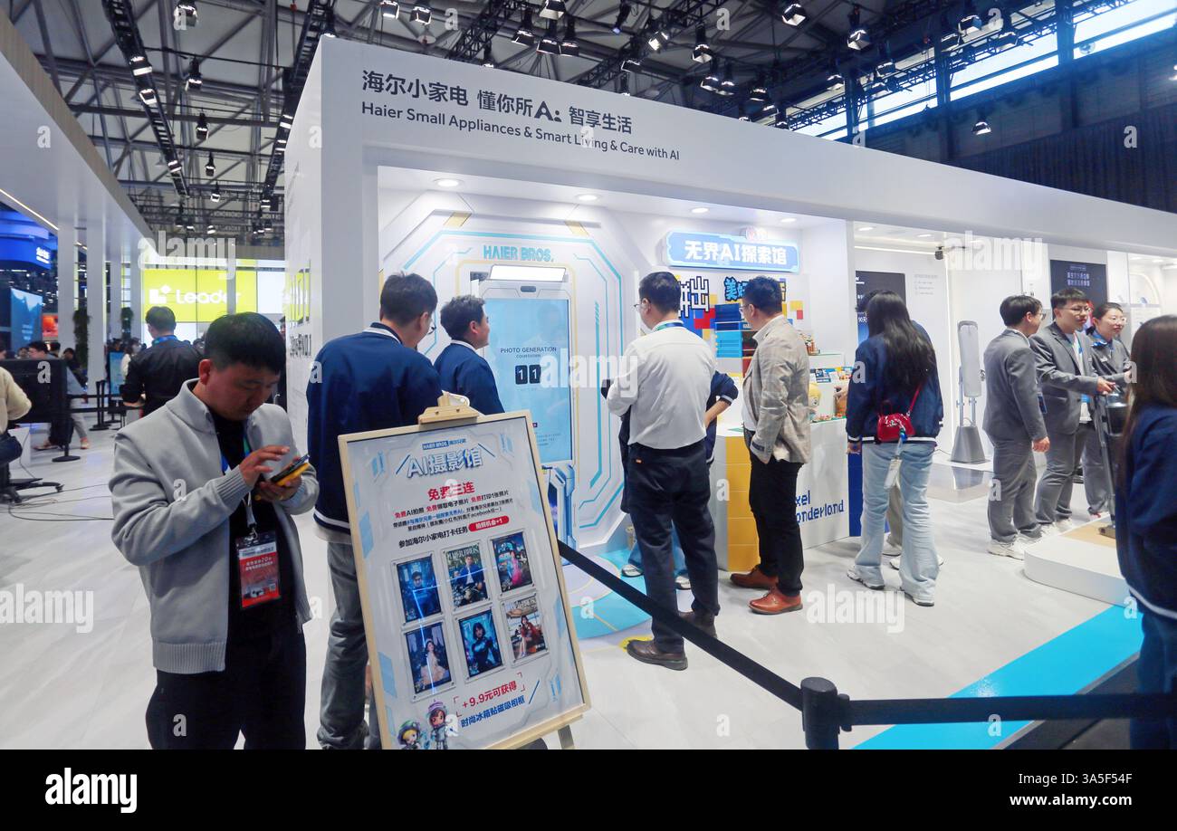 Visitors visit the booth of Haier Group at 2025AWE in Shanghai, China on March 20, 2025 Stock ...
