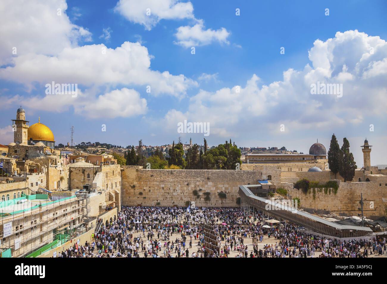 Western Wall of the Temple. The huge crowd of Jews for a prayer has ...