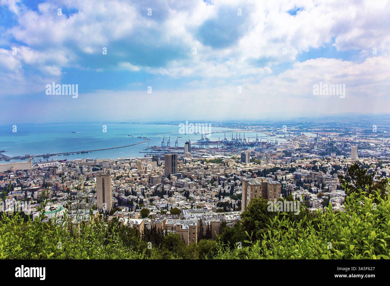 The magnificent city of Haifa. View from Mount Carmel to the ...