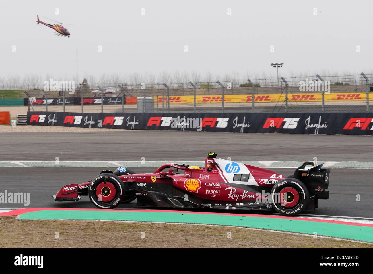 Ferrari driver Lewis Hamilton of Britain steers his car during the ...