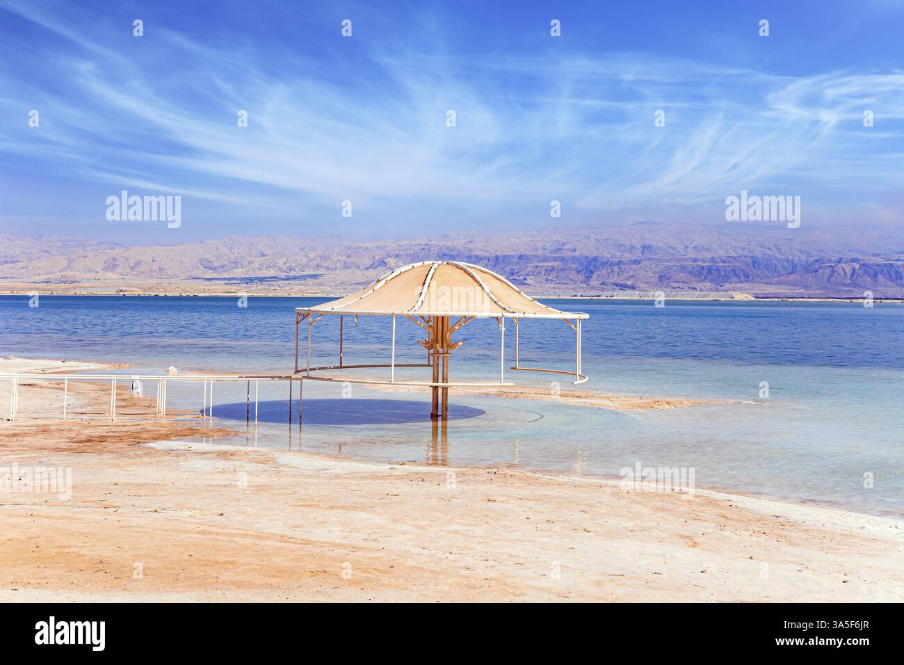The Dead Sea is an endorheic, very salty lake in the Middle East. Coast ...