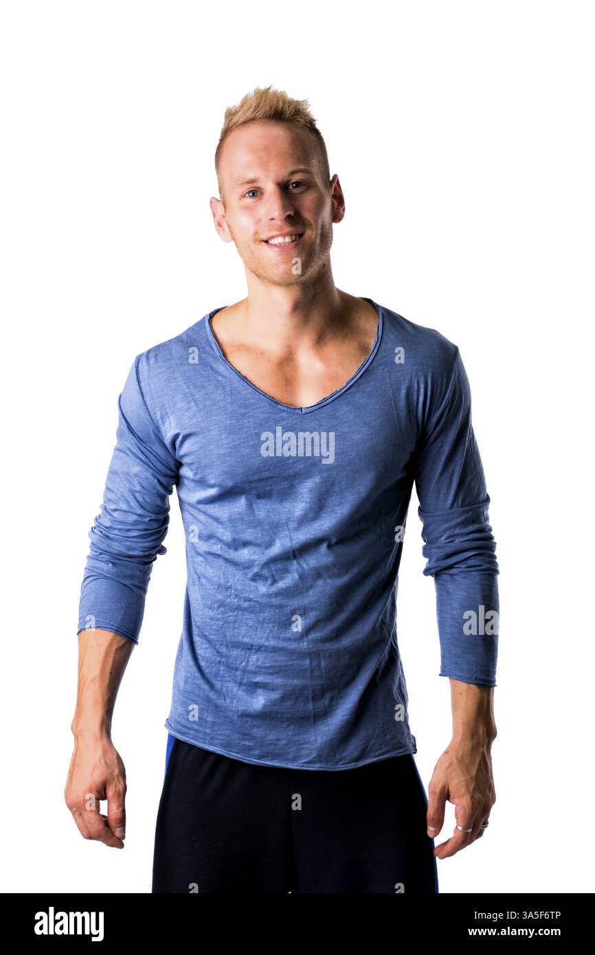 Fit handsome young male model posing confident, isolated on white Stock ...