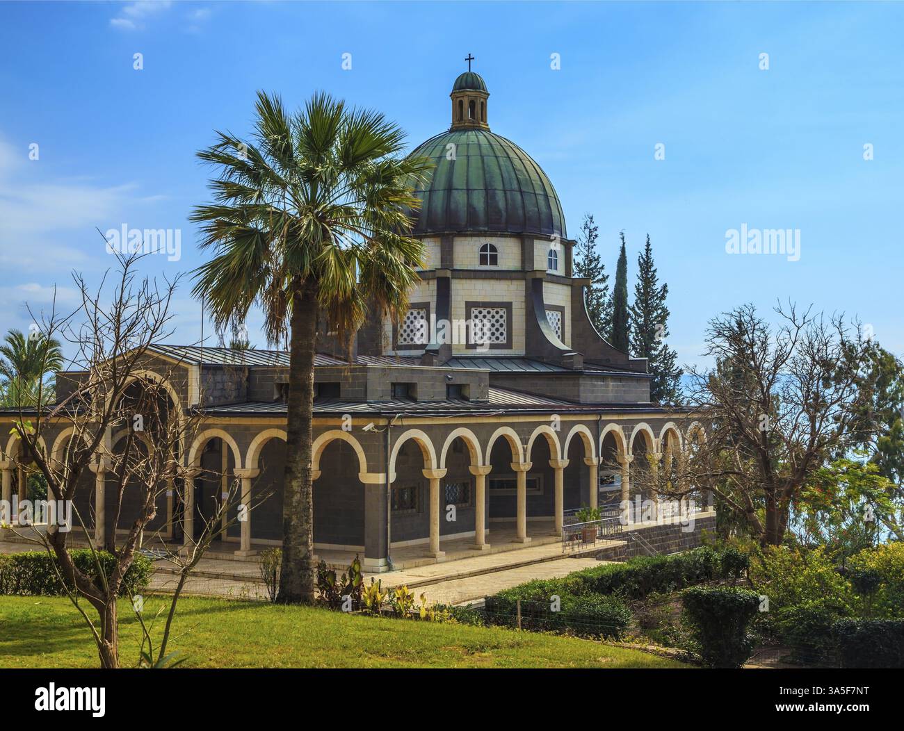 Catholic monastery and a small church Mount of Beatitudes. Beautiful ...