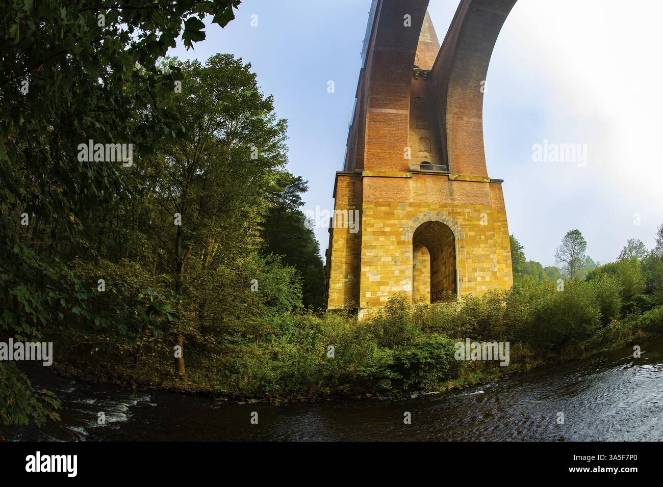 Strong bridge supports. Germany. The Goltzsch Viaduct is the largest ...
