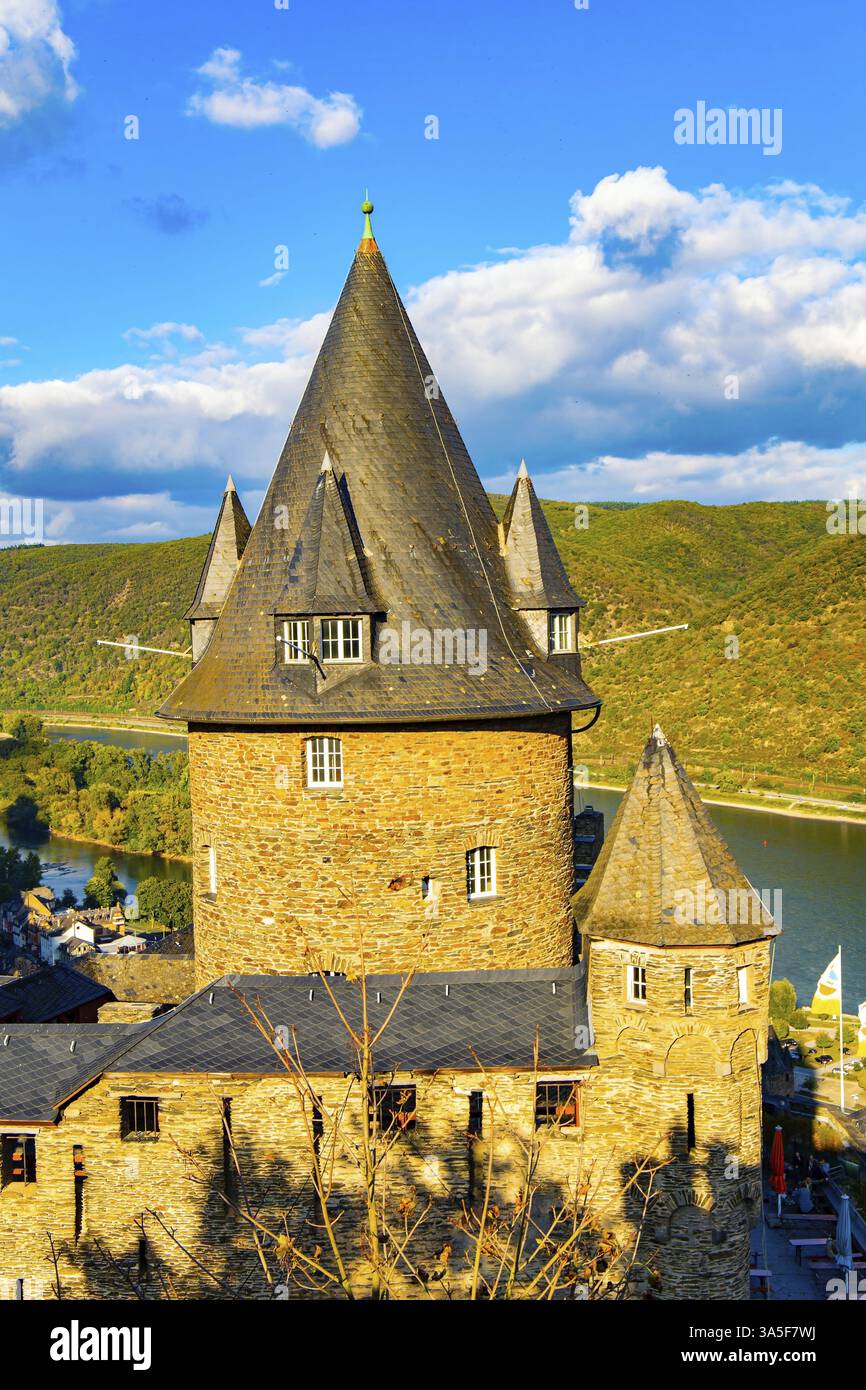 Round towers with peaked roofs. Sunset. Rhine Castles: Journey into the ...