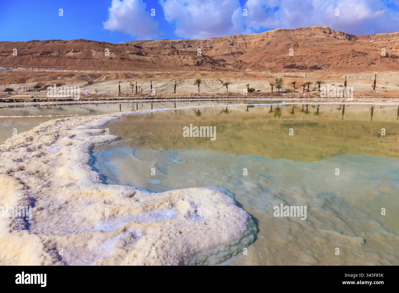 The evaporated salt acts over a water surface beautiful patterns ...