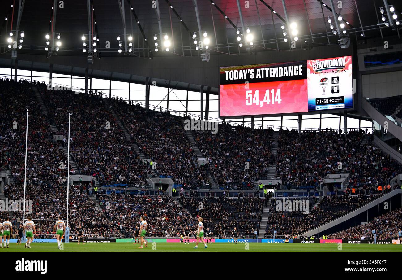 Tottenham, United Kingdom. 22nd Mar, 2025. Premiership Rugby. Saracens ...