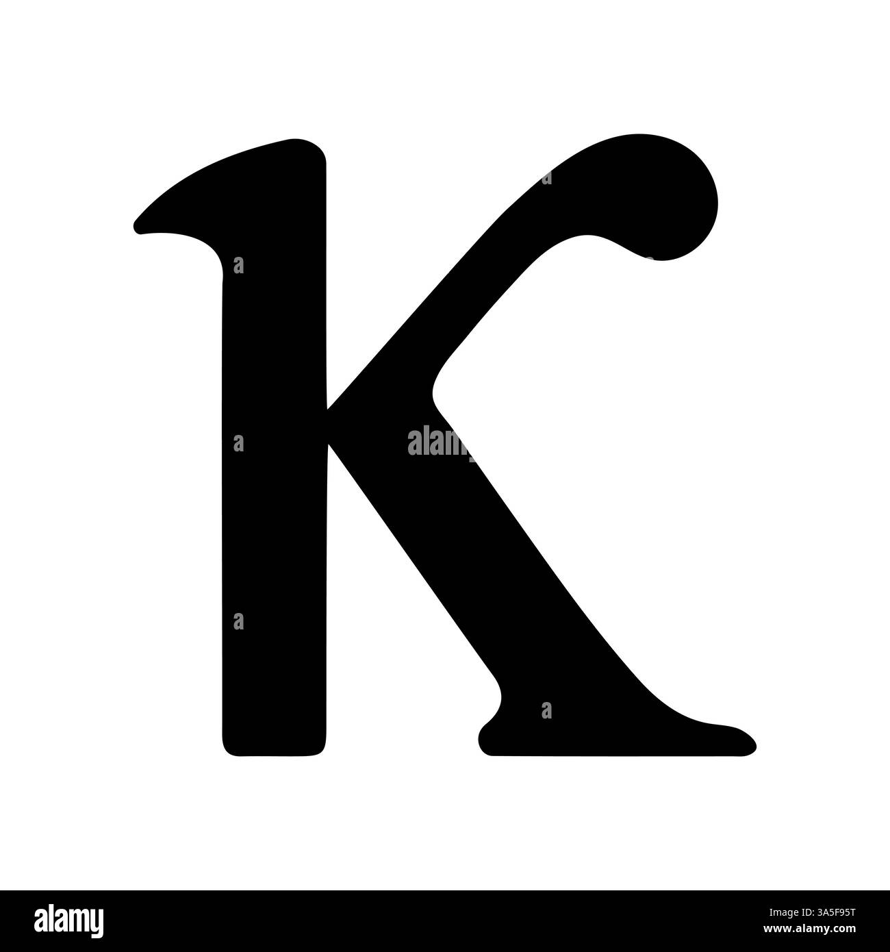 Greek Letter Kappa, Icon in Classic Calligraphic Black Typeface Style ...