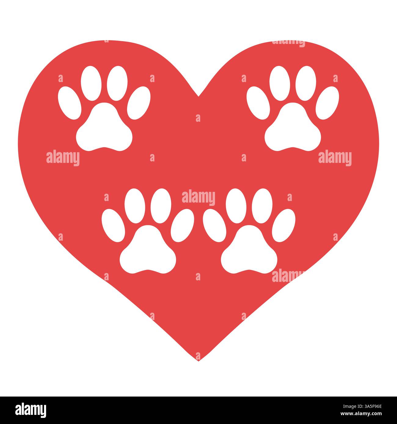 Heart Symbol with Animal Paw Prints, Love for Pets Concept Stock Vector ...