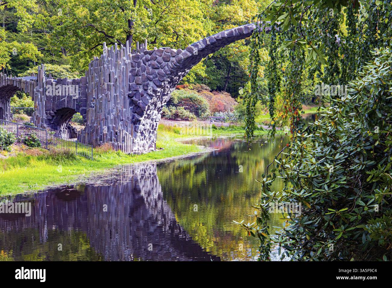 Park Kromlau, Germany. Unique architectural monument is the Devil's ...
