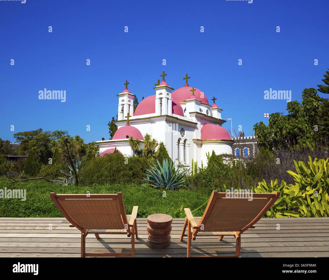 Two comfortable wooden lounge chairs. The Monastery of the Holy Twelve ...