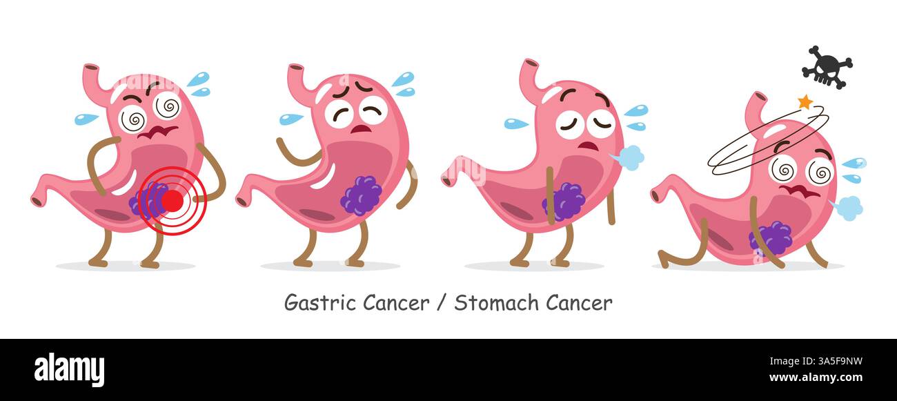 Gastric cancer or stomach cancer . Cute medical cartoon characters ...