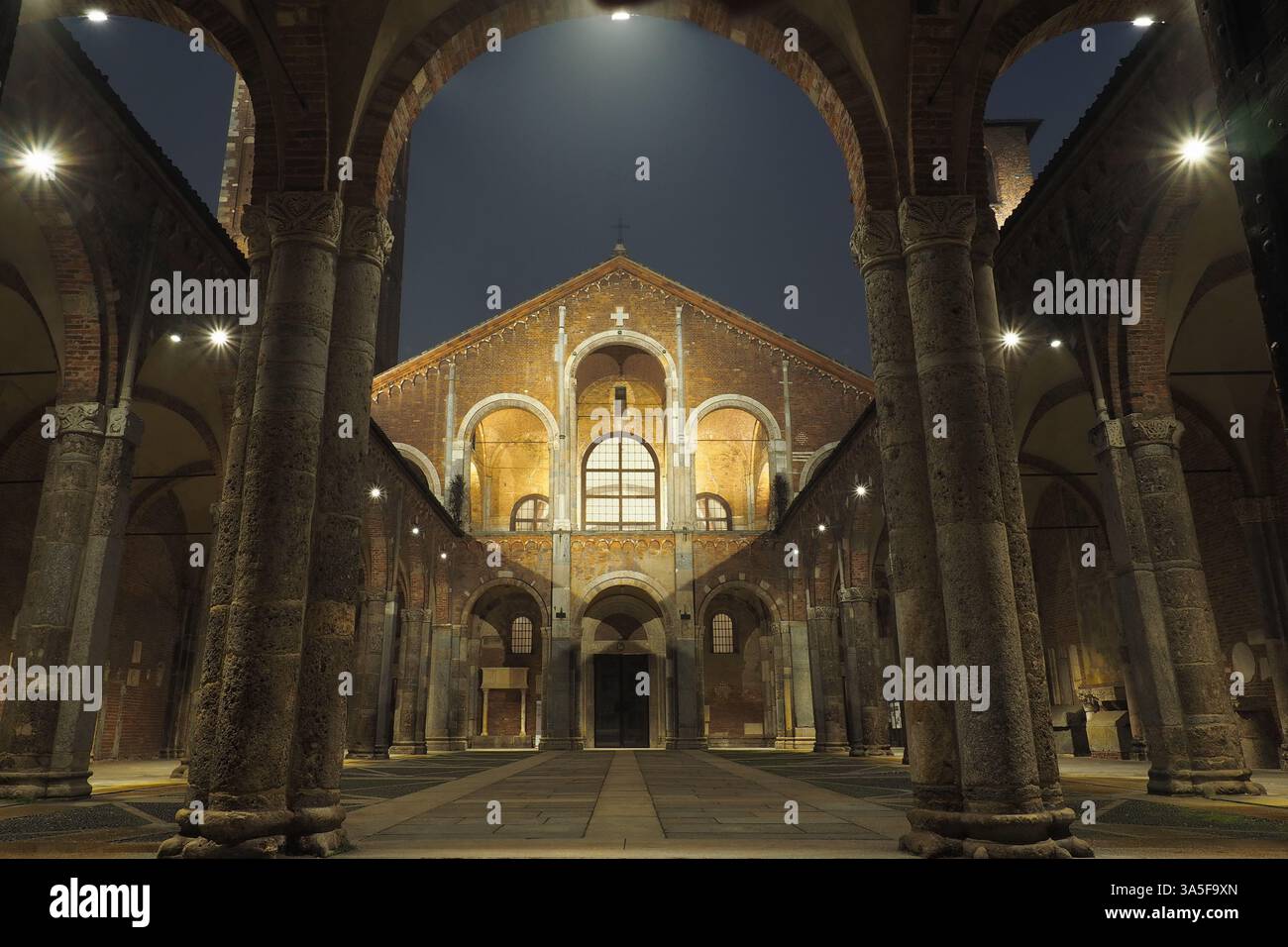Exterior basilica of Sant Ambrogio in Milan, Italy Stock Photo - Alamy