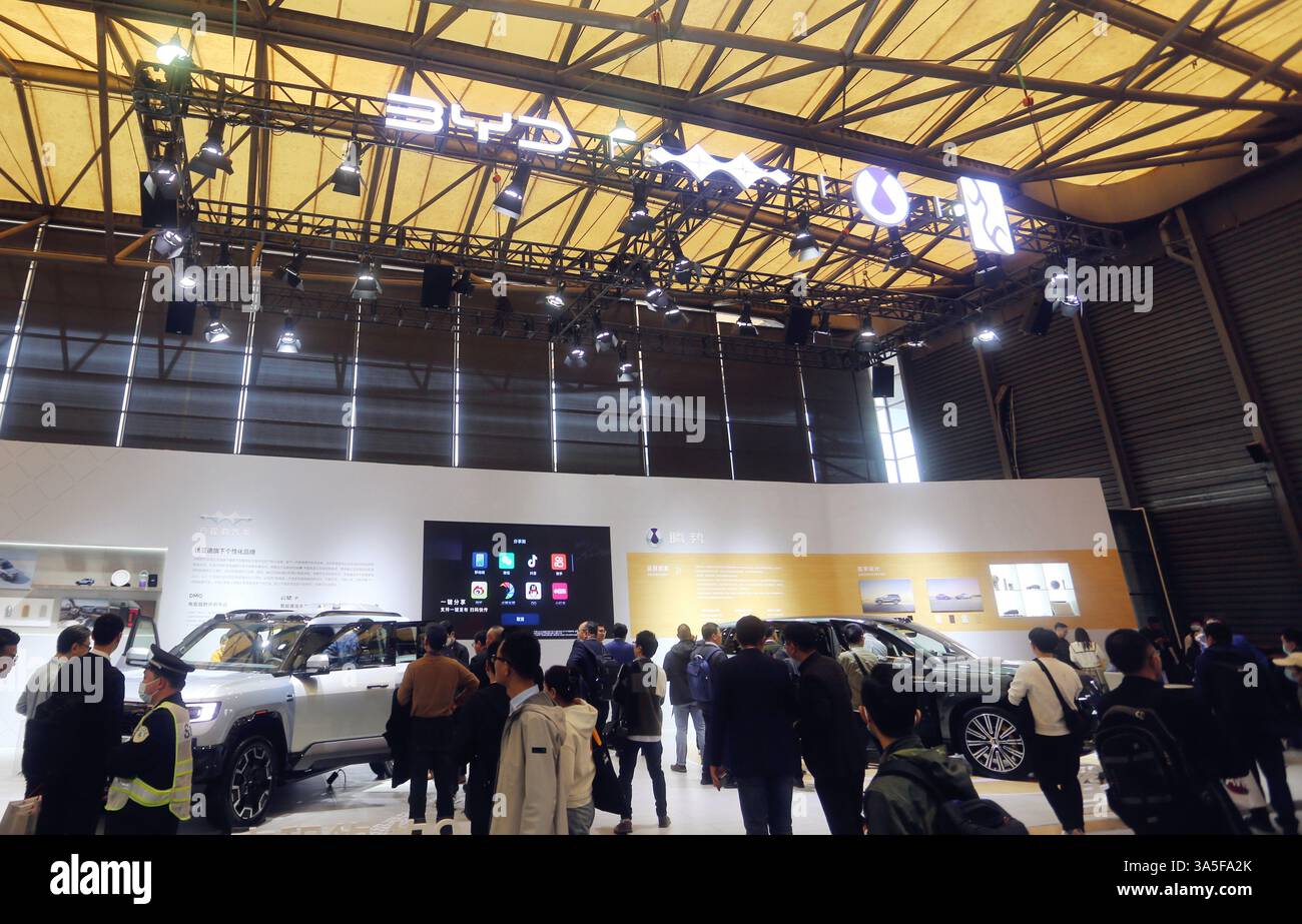 Visitors visit BYD's stand at 2025AWE in Shanghai, China on March 20, 2025 Stock Photo - Alamy