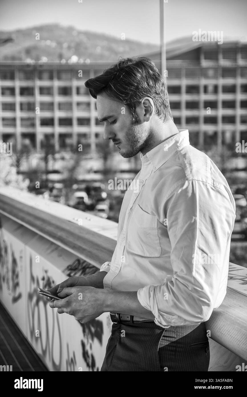 Communication handsome Black and White Stock Photos & Images - Alamy