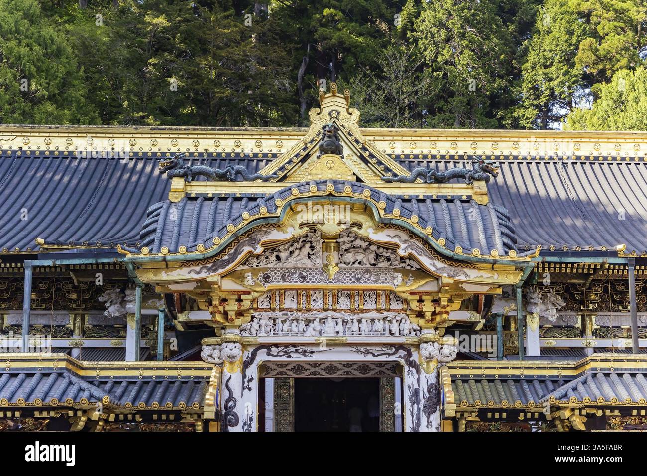Magnificent ornate temple with gilded roof. National Treasure of Japan ...