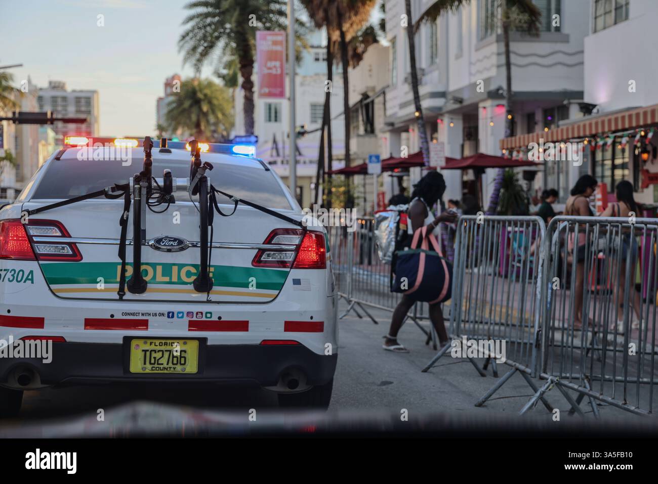 Miami Beach, Fl, USA. 22nd Mar, 2025. Hundreds of Police blocked and ...