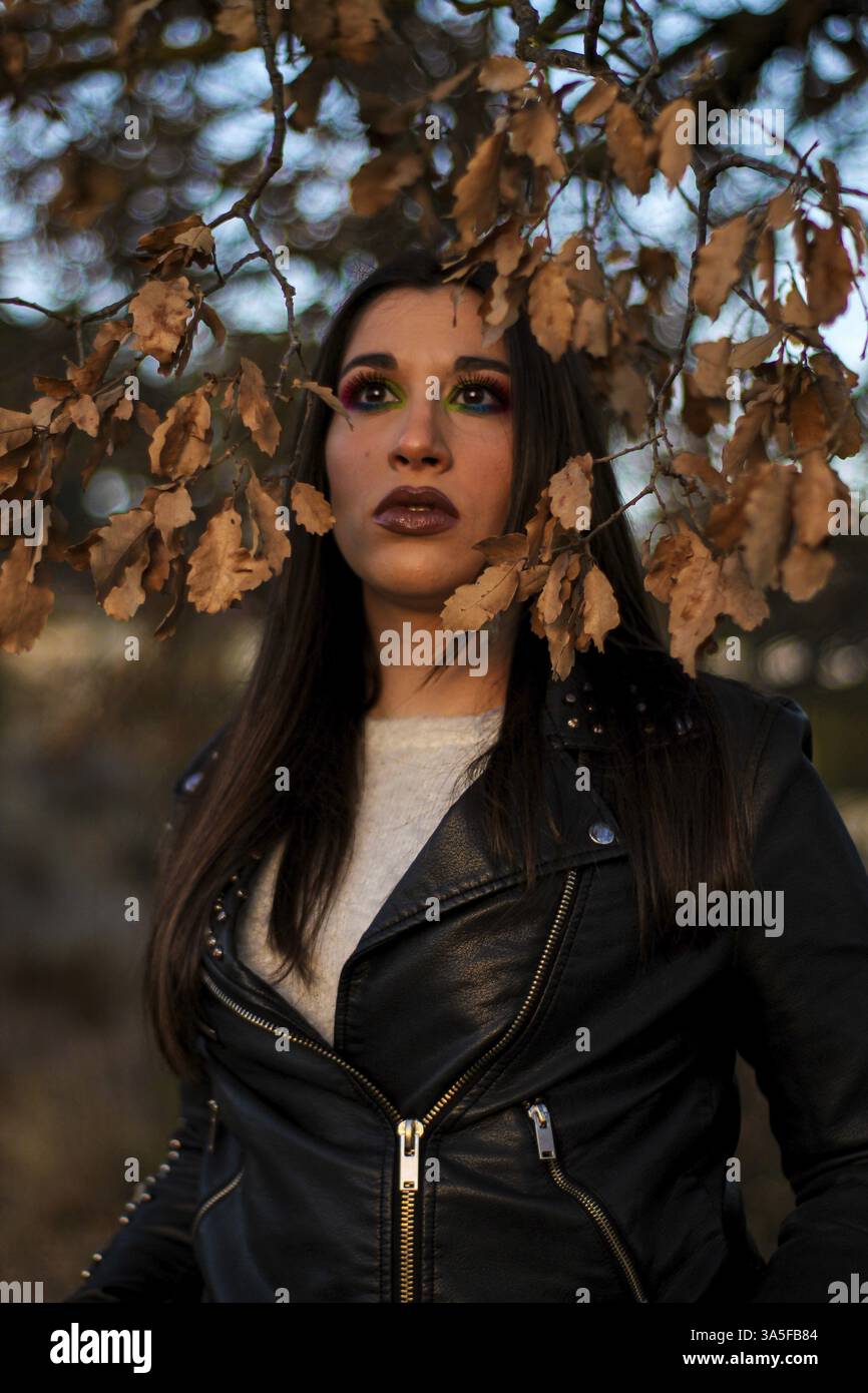 Portrait of beautiful young woman with deep and steady gaze Stock Photo ...